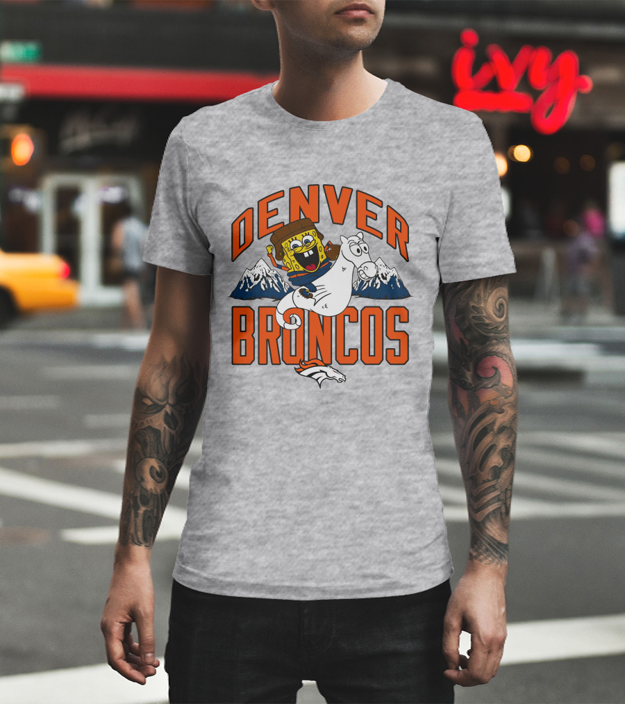 Denver Broncos Homage X Spongebob Men's Fanatics Gray Pro Shop T-Shirt