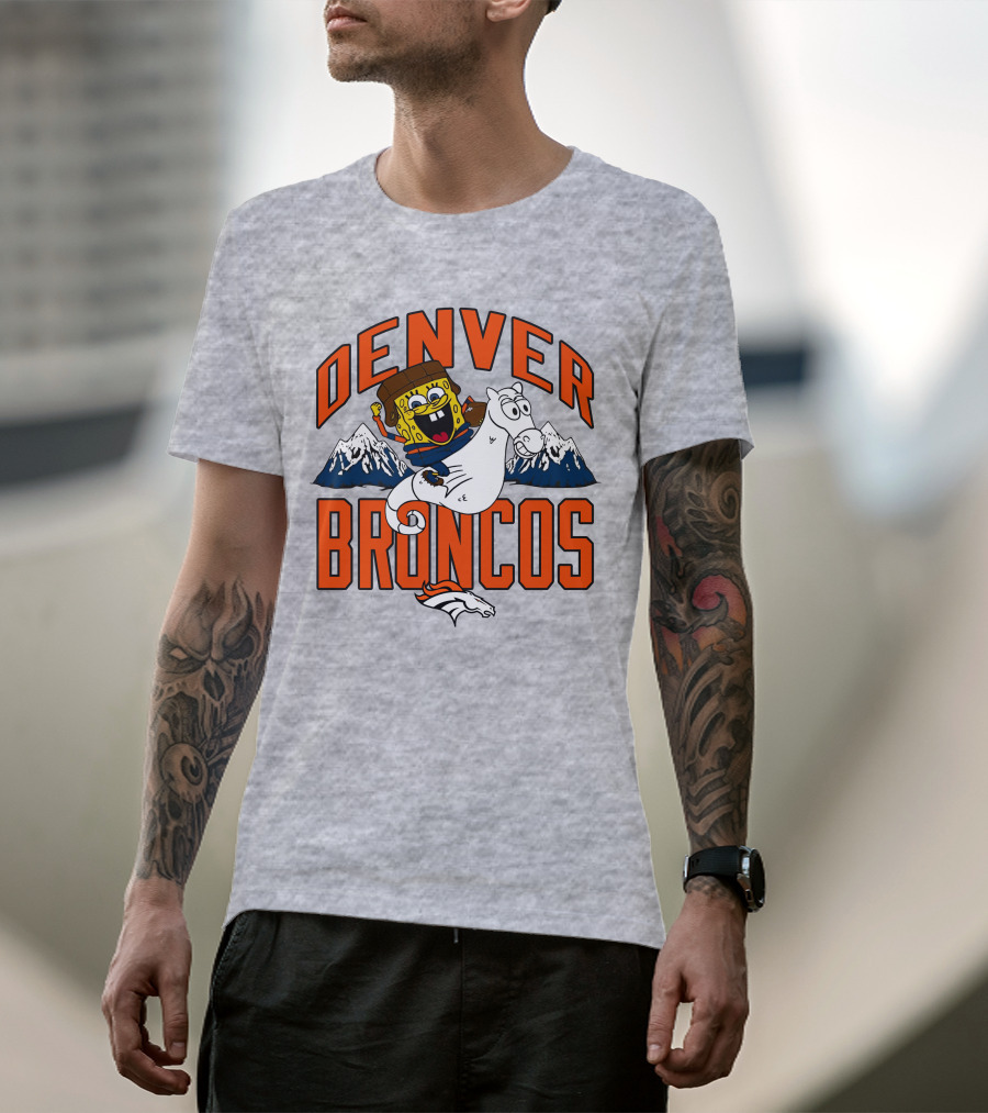 Denver Broncos Homage X Spongebob Men's Fanatics Gray Pro Shop T-Shirt