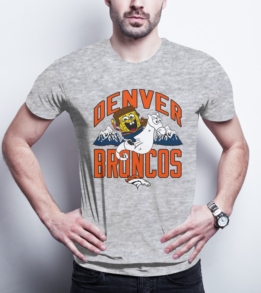 Denver Broncos Homage X Spongebob Men's Fanatics Gray Pro Shop T-Shirt