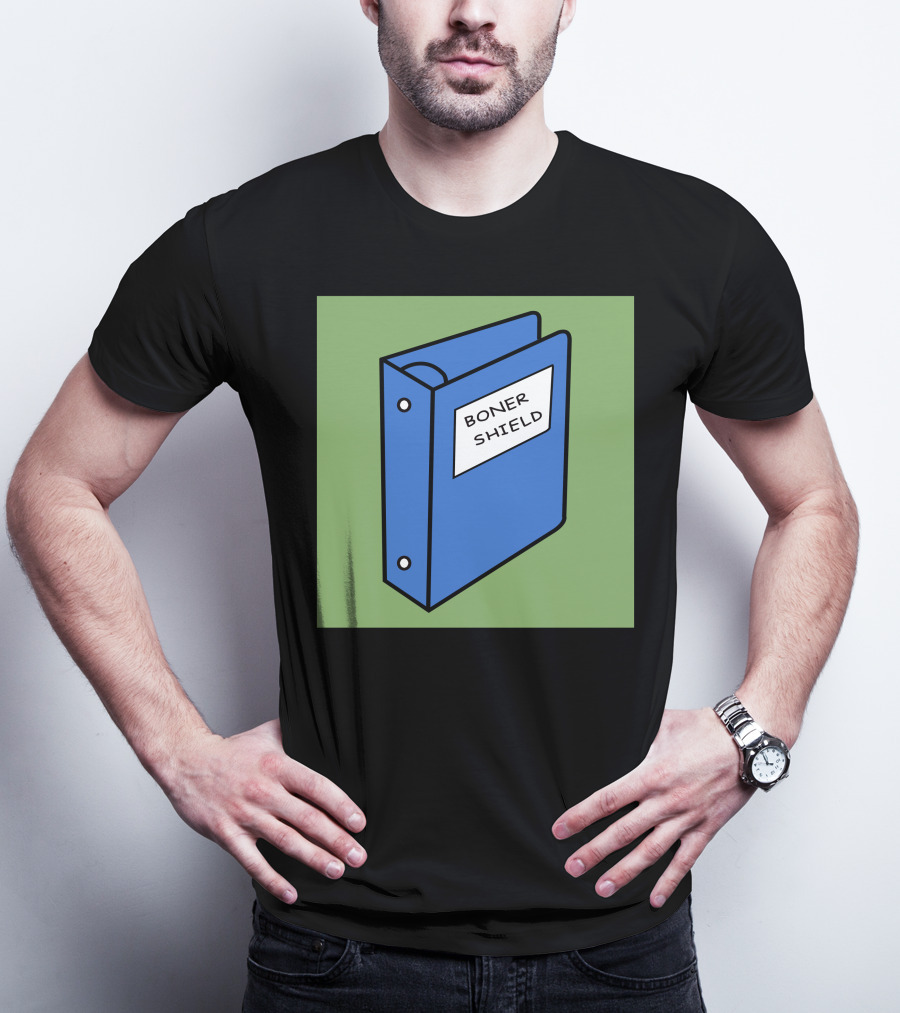 BONER SHIELD Blue Binder T-Shirt