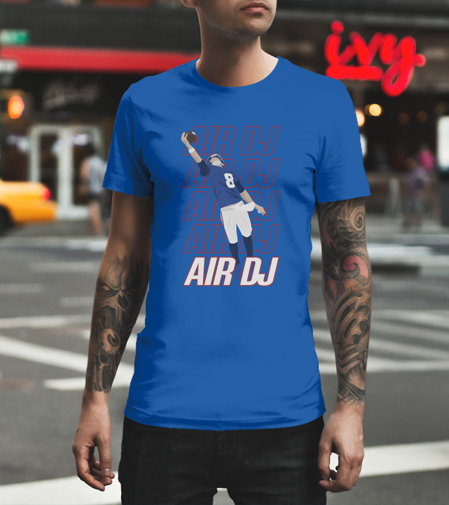 Justin Penik Jomboymedia Air DJ Football Player Number Eight Blue T-Shirt