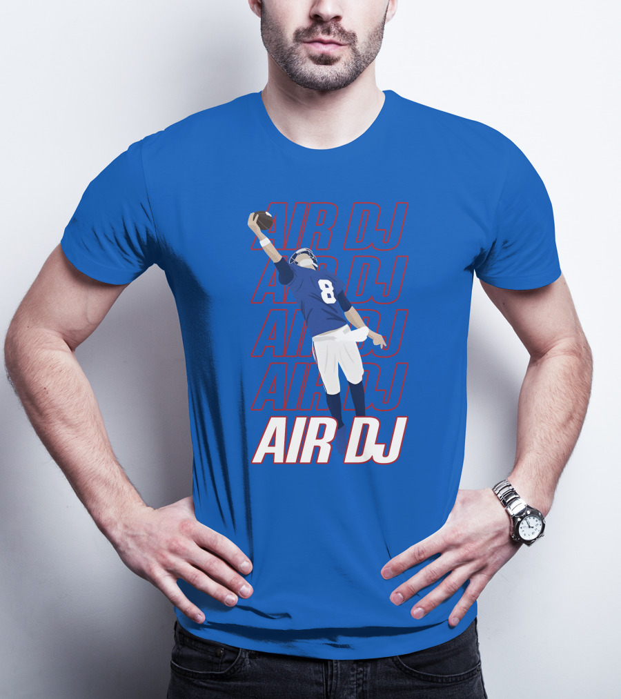 Justin Penik Jomboymedia Air DJ Football Player Number Eight Blue T-Shirt