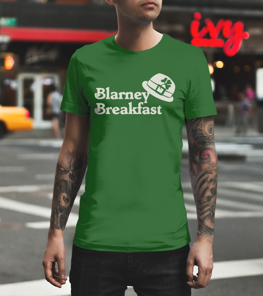Blarney Breakfast Leprechaun Hat Shamrock Green T-Shirt