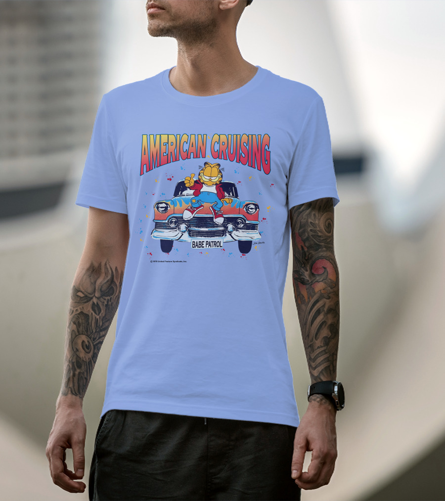 Garfield American Cruising Babe Patrol Vintage Car Vibe T-Shirt