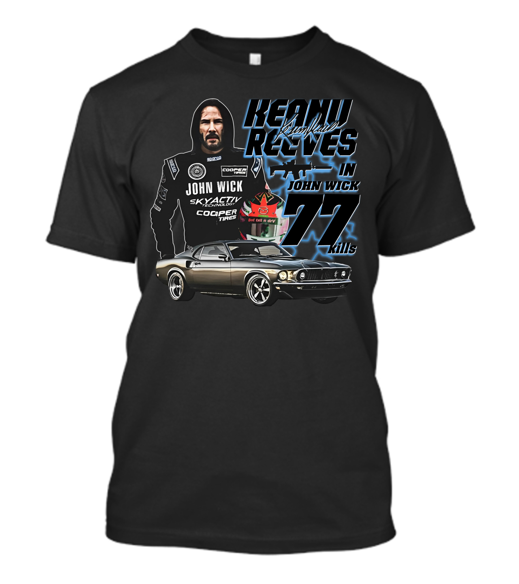 Keanu Reeves John Wick Racing Car 77 Kills T-Shirt