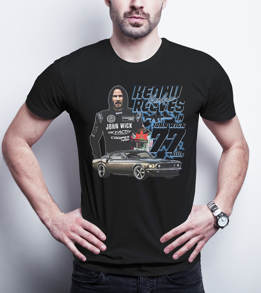 Keanu Reeves John Wick Racing Car 77 Kills T-Shirt