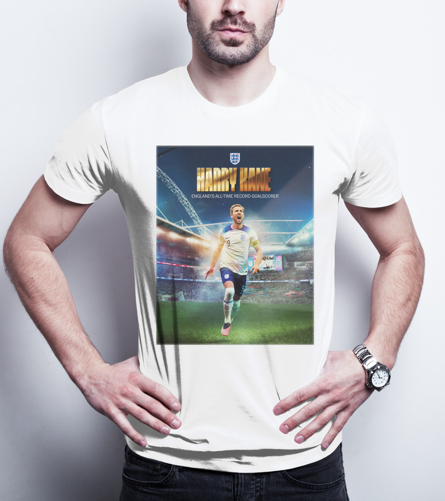 Harry Kane England's All-Time Record Goalscorer Wembley Stadium Celebration Footballer T-Shirt