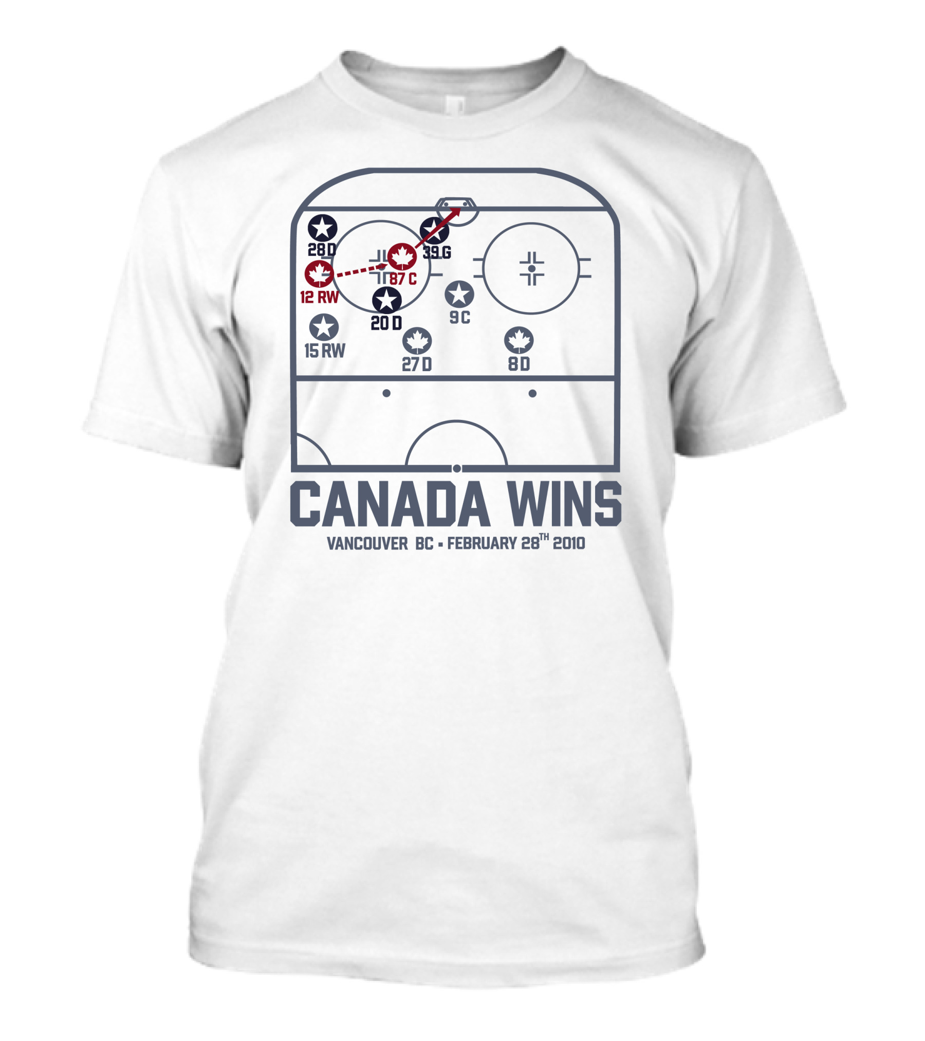Canada Wins Vancouver BC February 28Th 2010 Hockey Rink Strategy Map T-Shirt