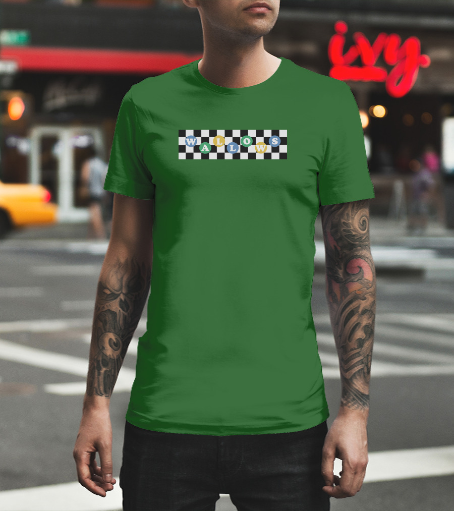 Wallows Checkered Pattern Green Background T-Shirt