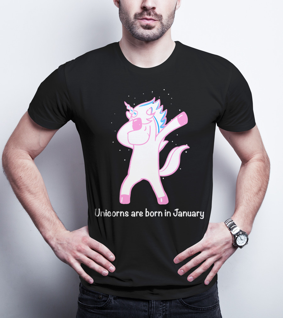 Dabbing Unicorn Celebrating Birthdays In January T-Shirt