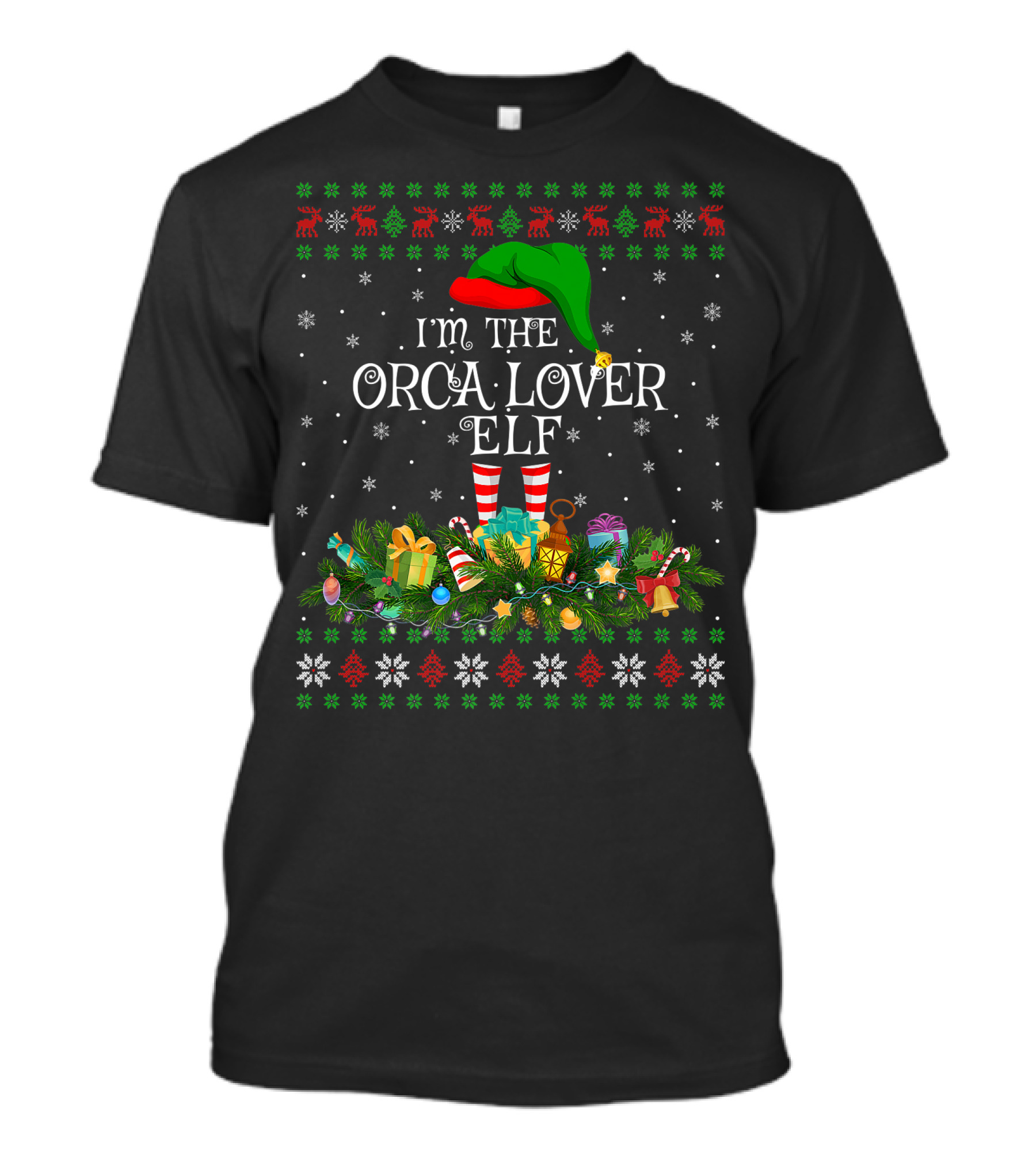 I'm The Orca Lover Elf Christmas Matching Family Ugly Premium T-Shirt