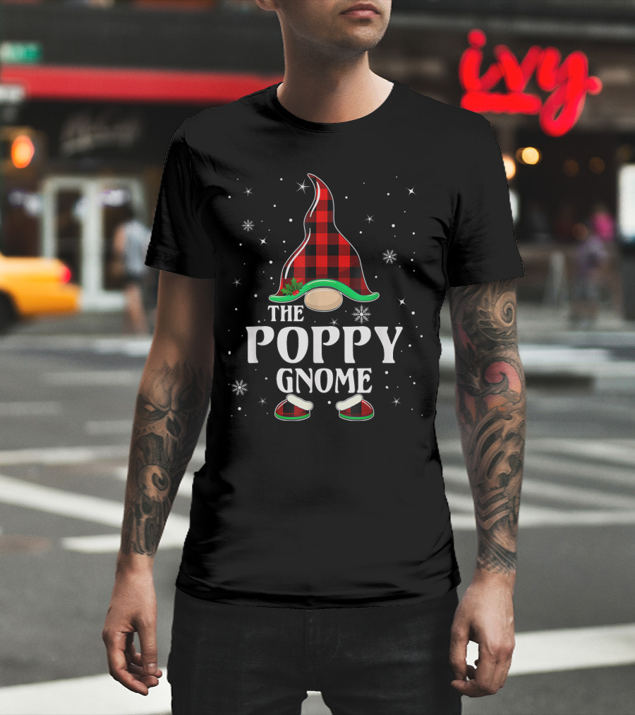 The Poppy Gnome Buffalo Plaid Christmas T-Shirt