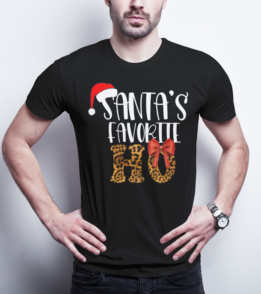 Santa's Favorite Ho Cheetah Print Christmas Holiday T-Shirt