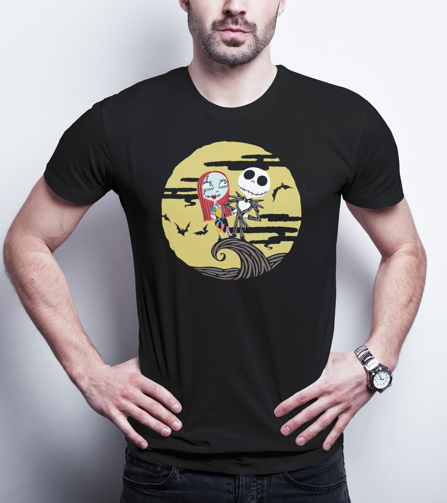 Disney Jack And Sally Moment Halloween Moon Scene T-Shirt