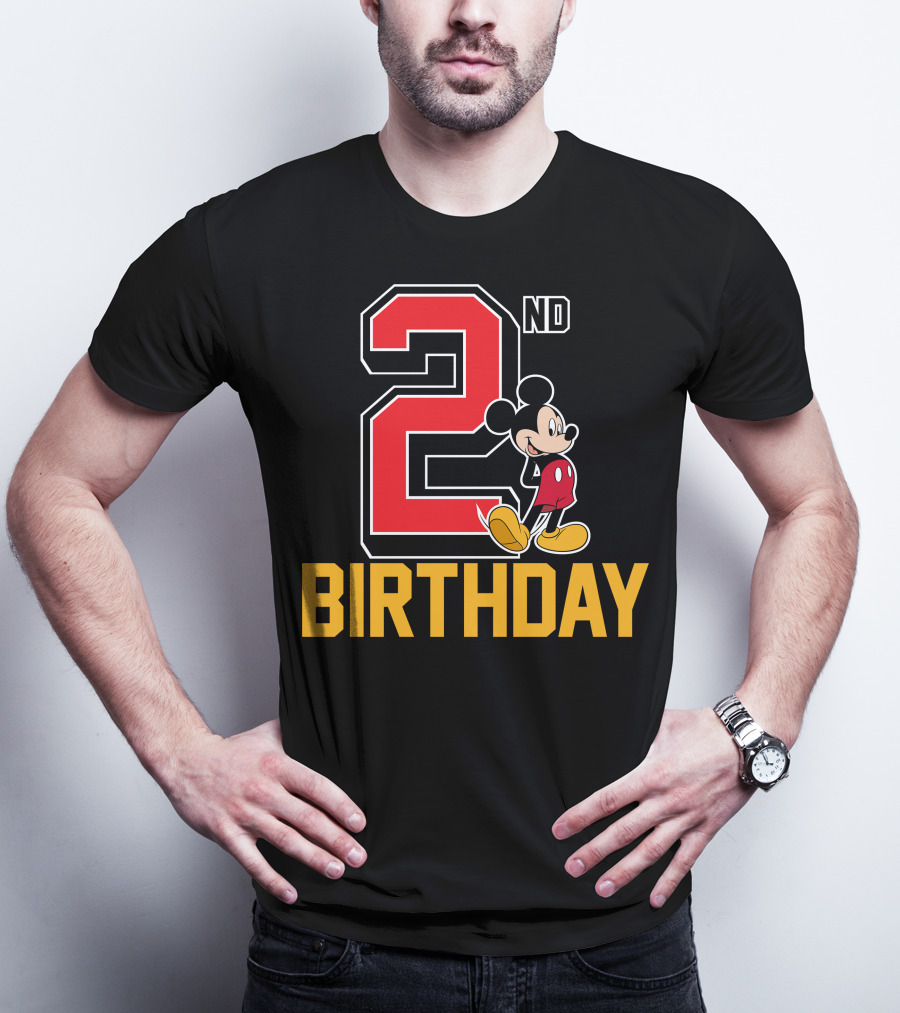Mickey Mouse 2nd Birthday Celebration With Disney Themes T-Shirt