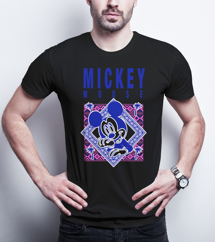 Mickey Mouse Neon Aztec Pattern Palms T-Shirt
