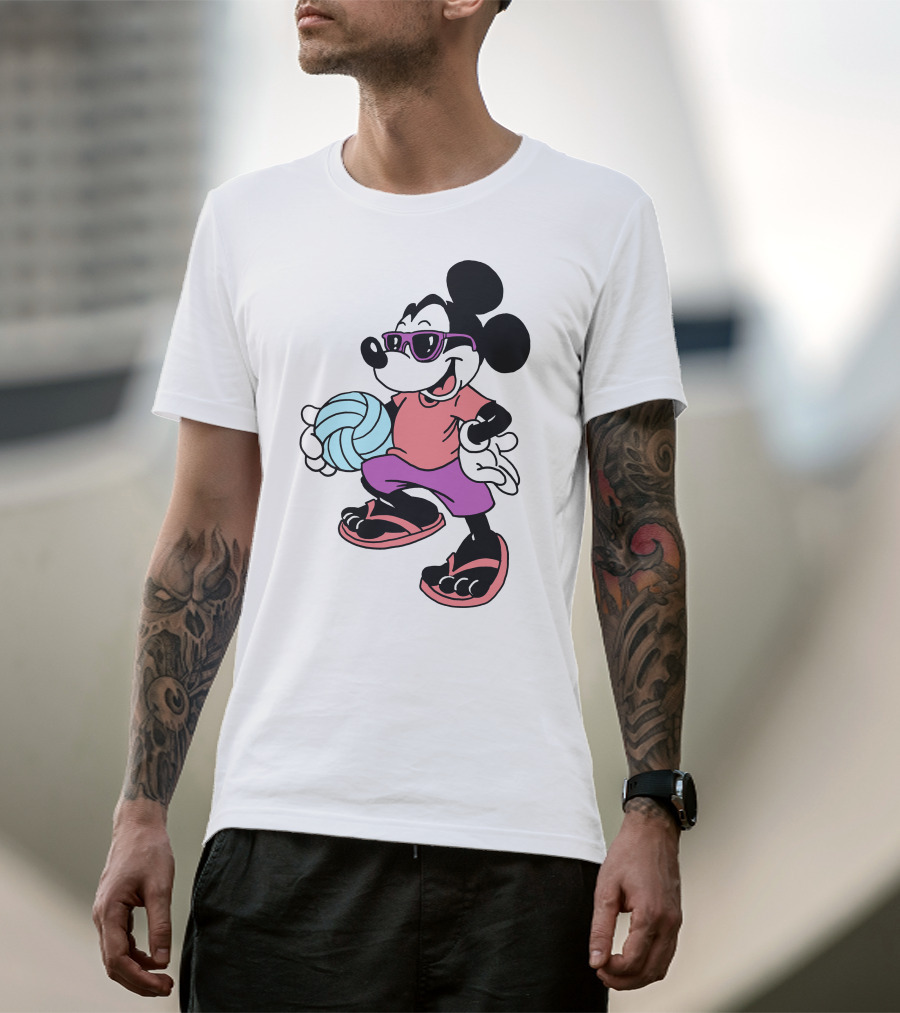 Disney Mickey Mouse Sunglasses Volleyball Playa Vibes T-Shirt