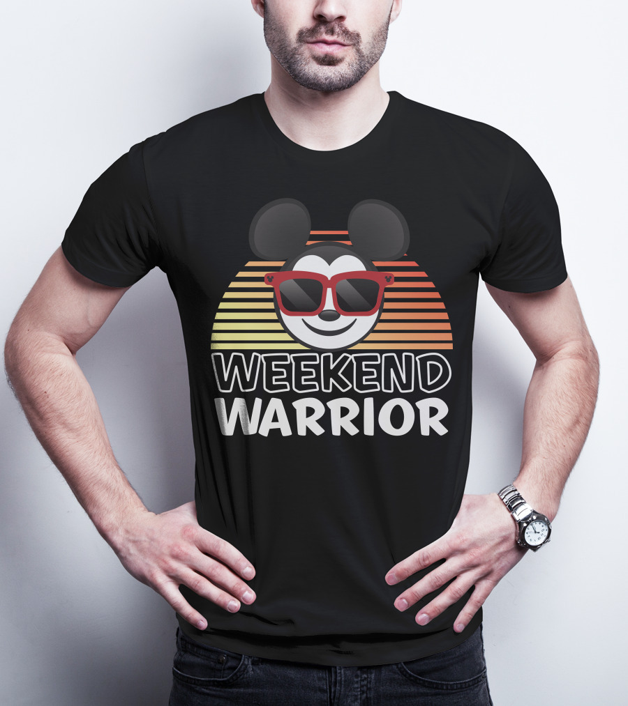 Disney Weekend Warrior Mickey Mouse Retro Sunburst Sunglasses T-Shirt