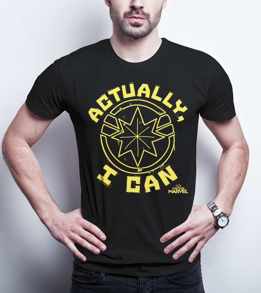 Captain Marvel Actually I Can Yellow Starburst T-Shirt