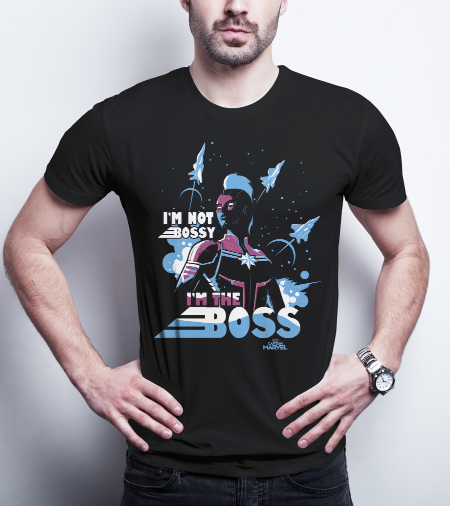 Captain Marvel I'm Not Bossy I'm The Boss Space Blue Red T-Shirt