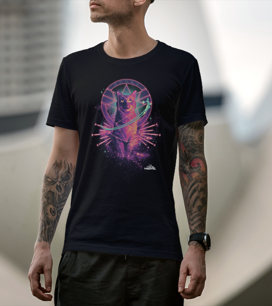 Captain Marvel Goose Cosmic Neon T-Shirt