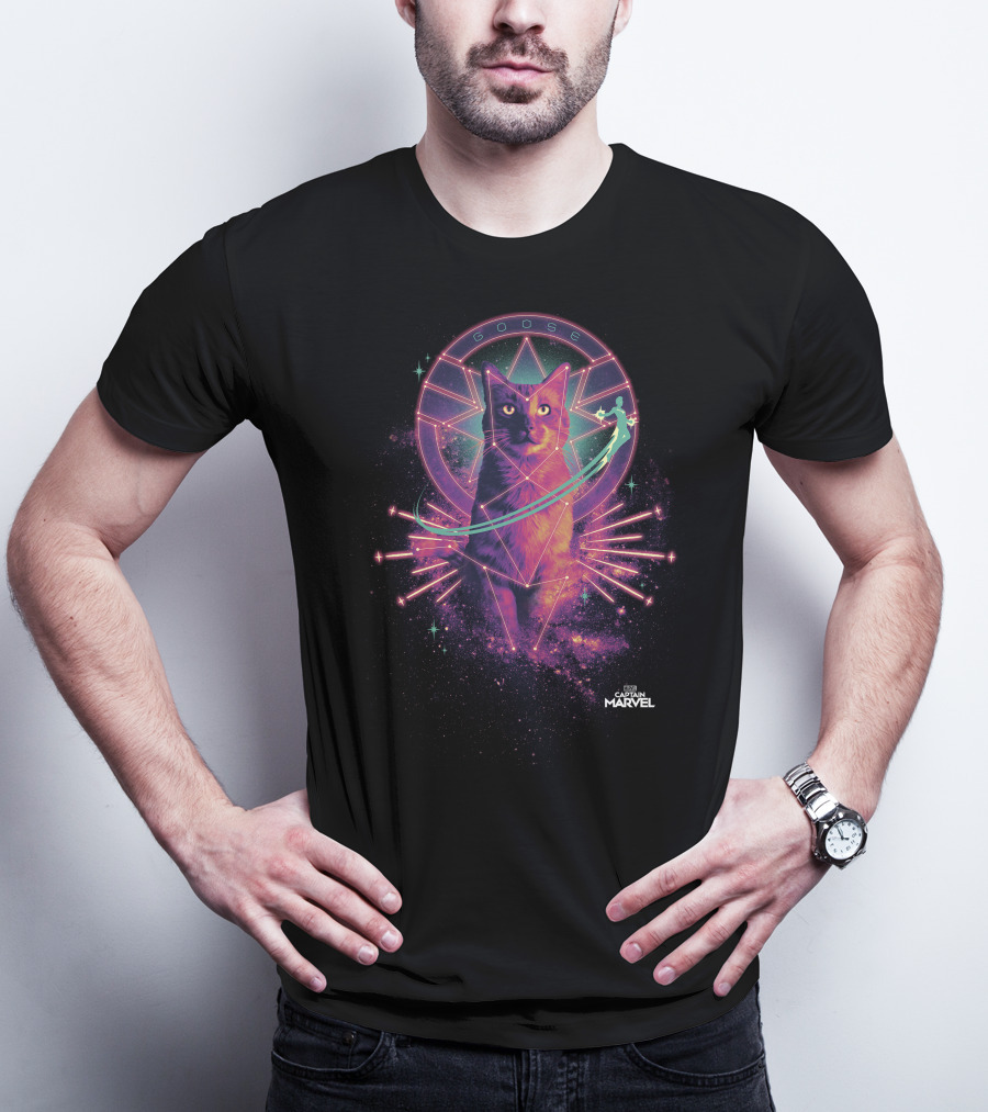 Captain Marvel Goose Cosmic Neon T-Shirt