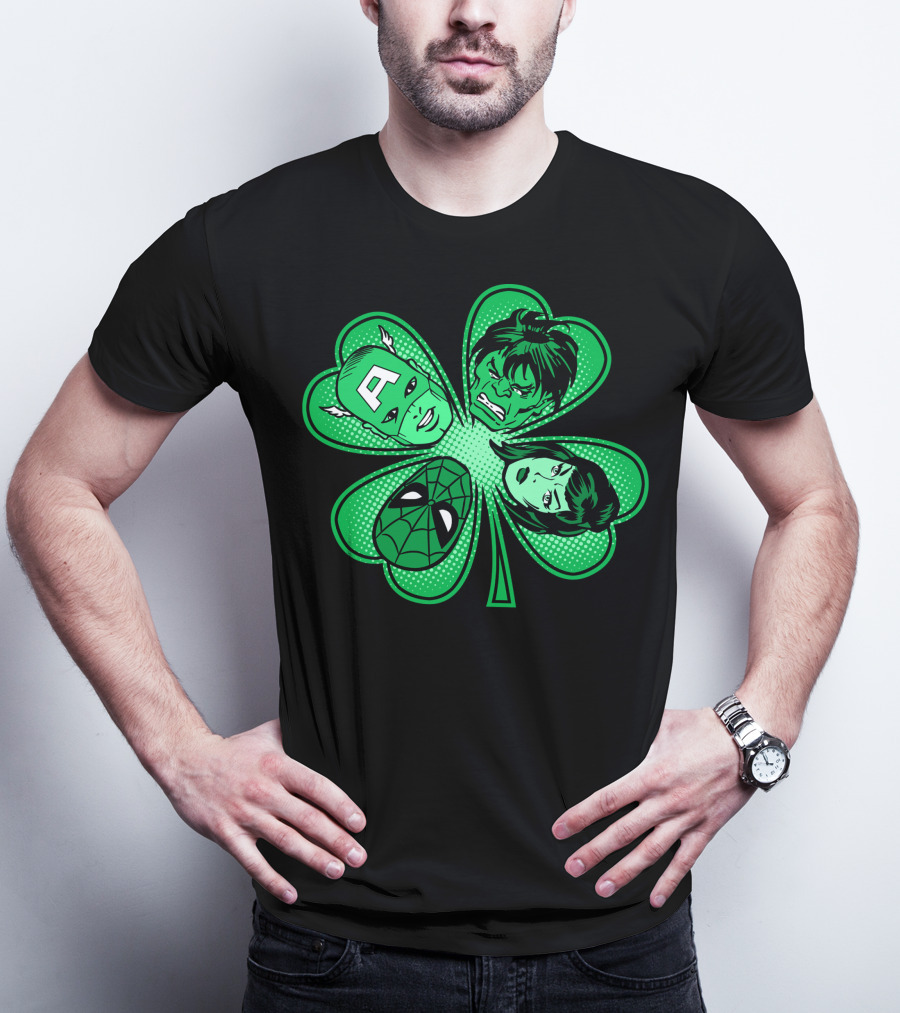 Marvel Avengers Shamrock Captain Spider Hulk Widow T-Shirt