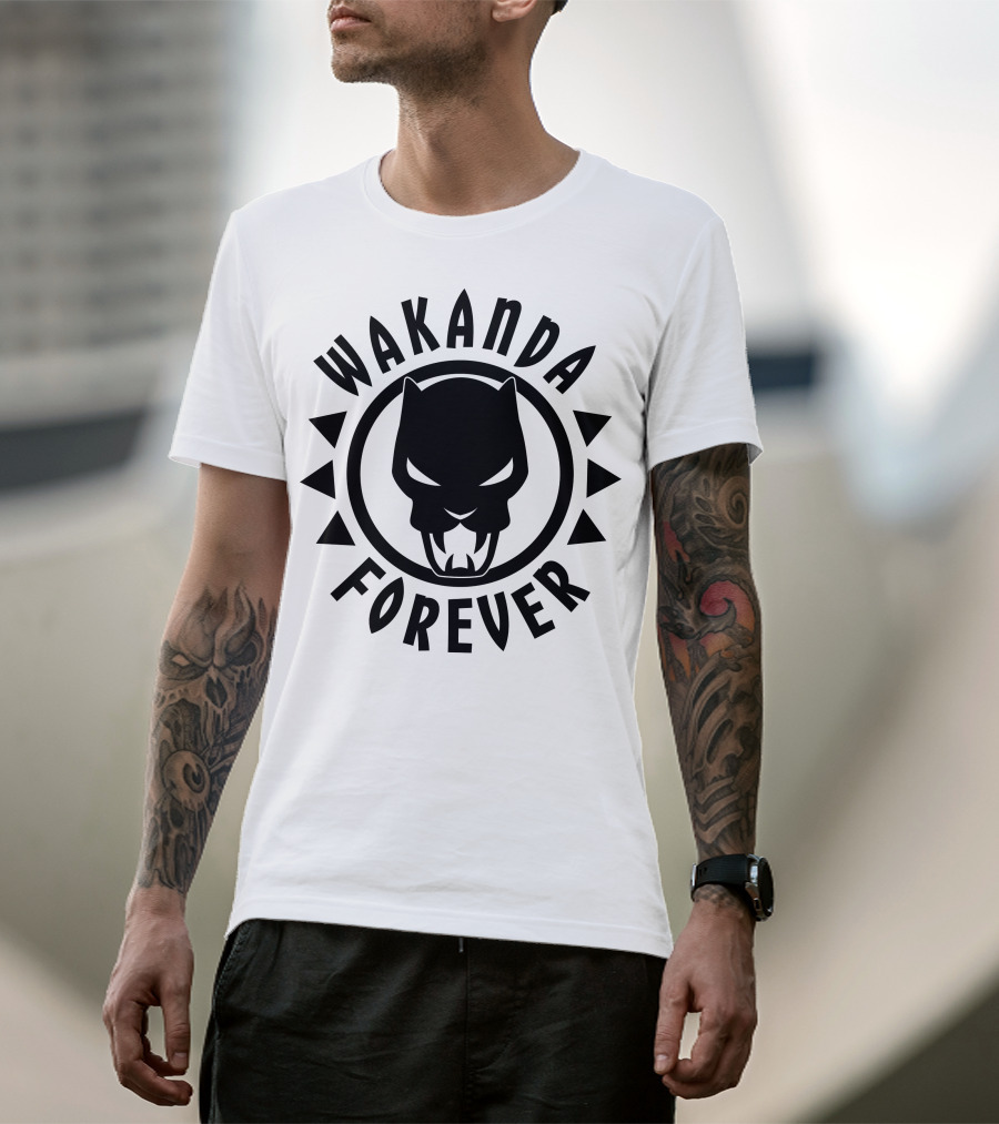 Wakanda Forever Black Panther Circle Panther T-Shirt