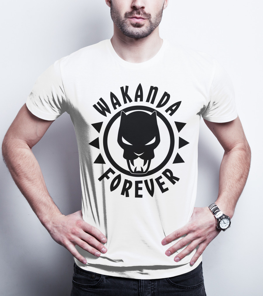 Wakanda Forever Black Panther Circle Panther T-Shirt
