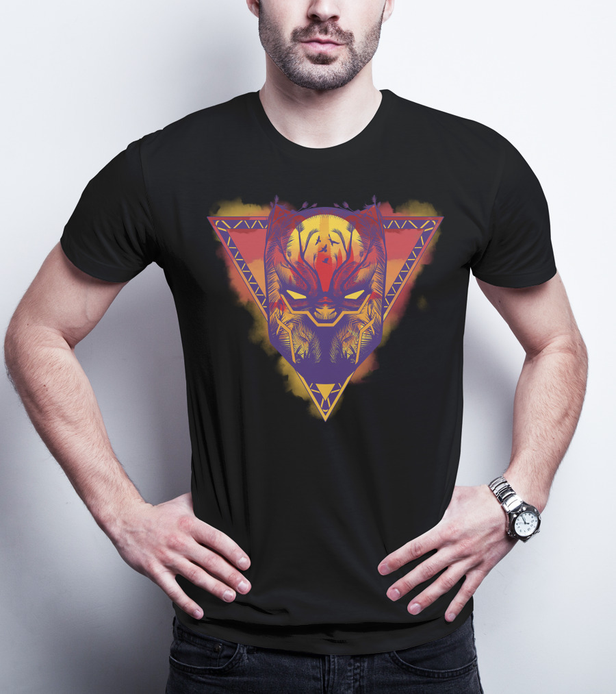 Marvel Black Panther Vibrant Geometric Mask T-Shirt