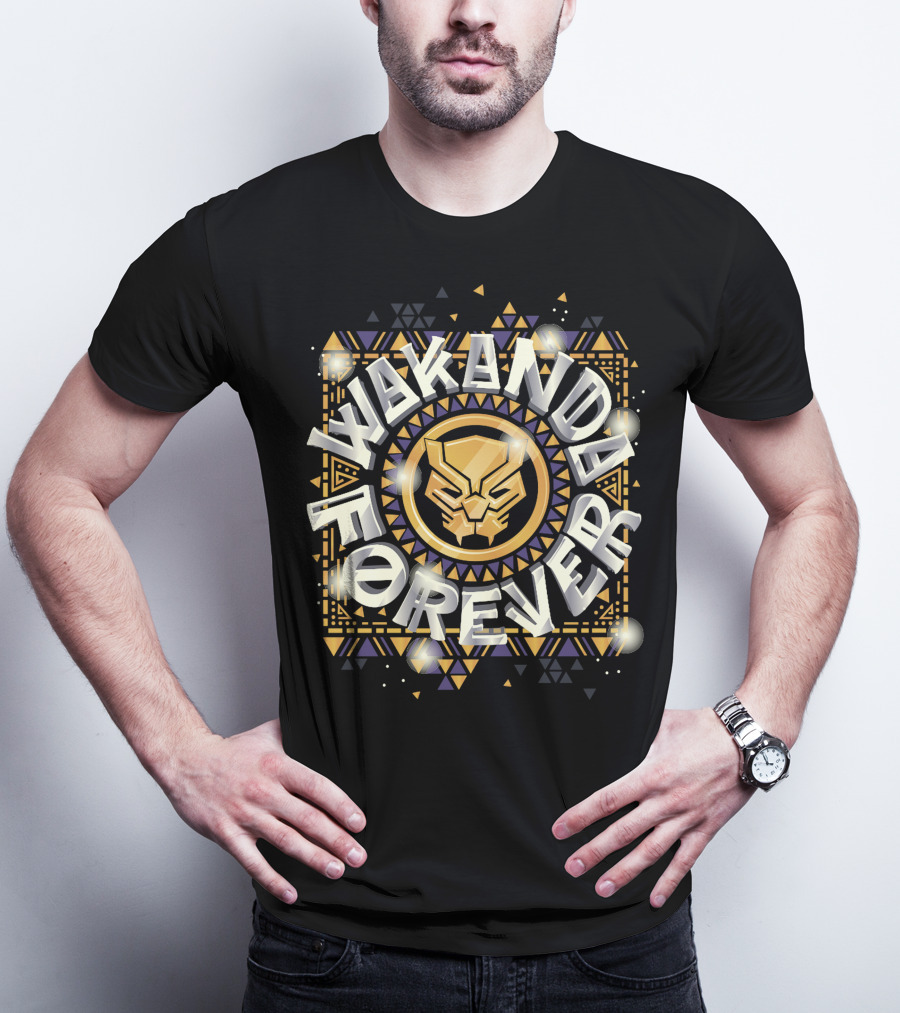 Wakanda Forever Marvel Black Panther Gleaming Symbol Square T-Shirt
