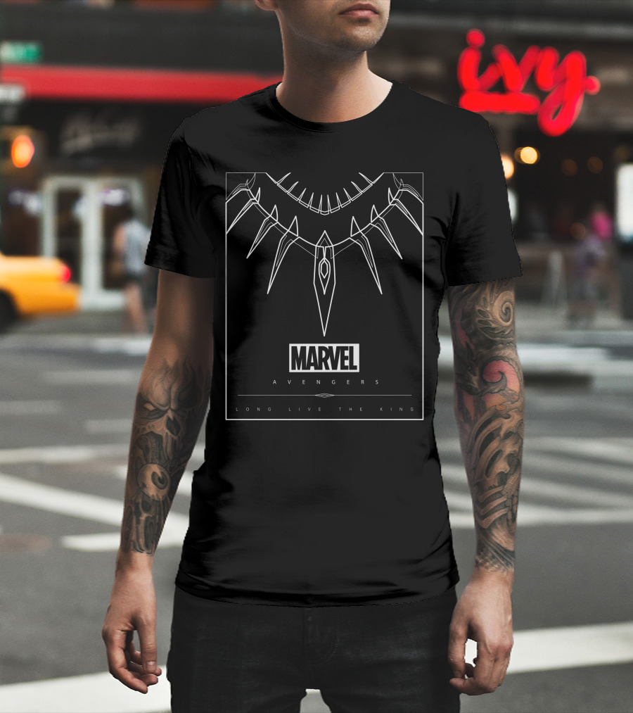 Marvel Avengers Black Panther Long Live The King Necklace T-Shirt