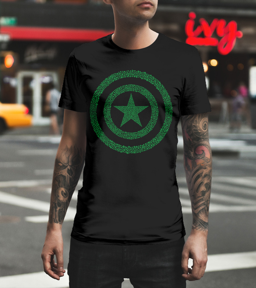 Marvel Captain America Green Shamrock Star Emblem T-Shirt