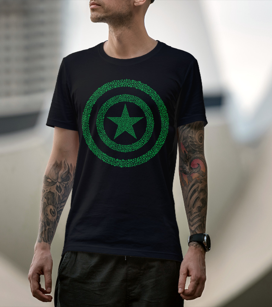 Marvel Captain America Green Shamrock Star Emblem T-Shirt