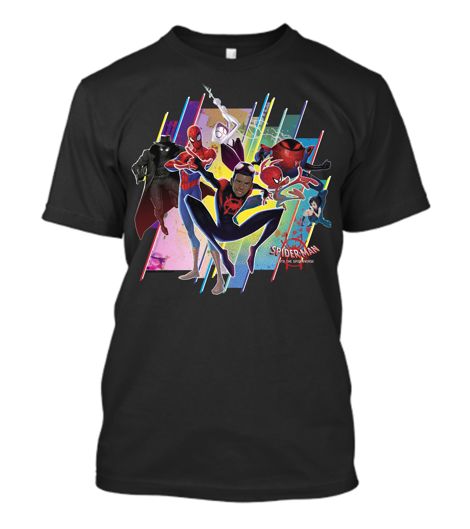 Spider-Man Into The Spiderverse Colorful Group Marvel T-Shirt