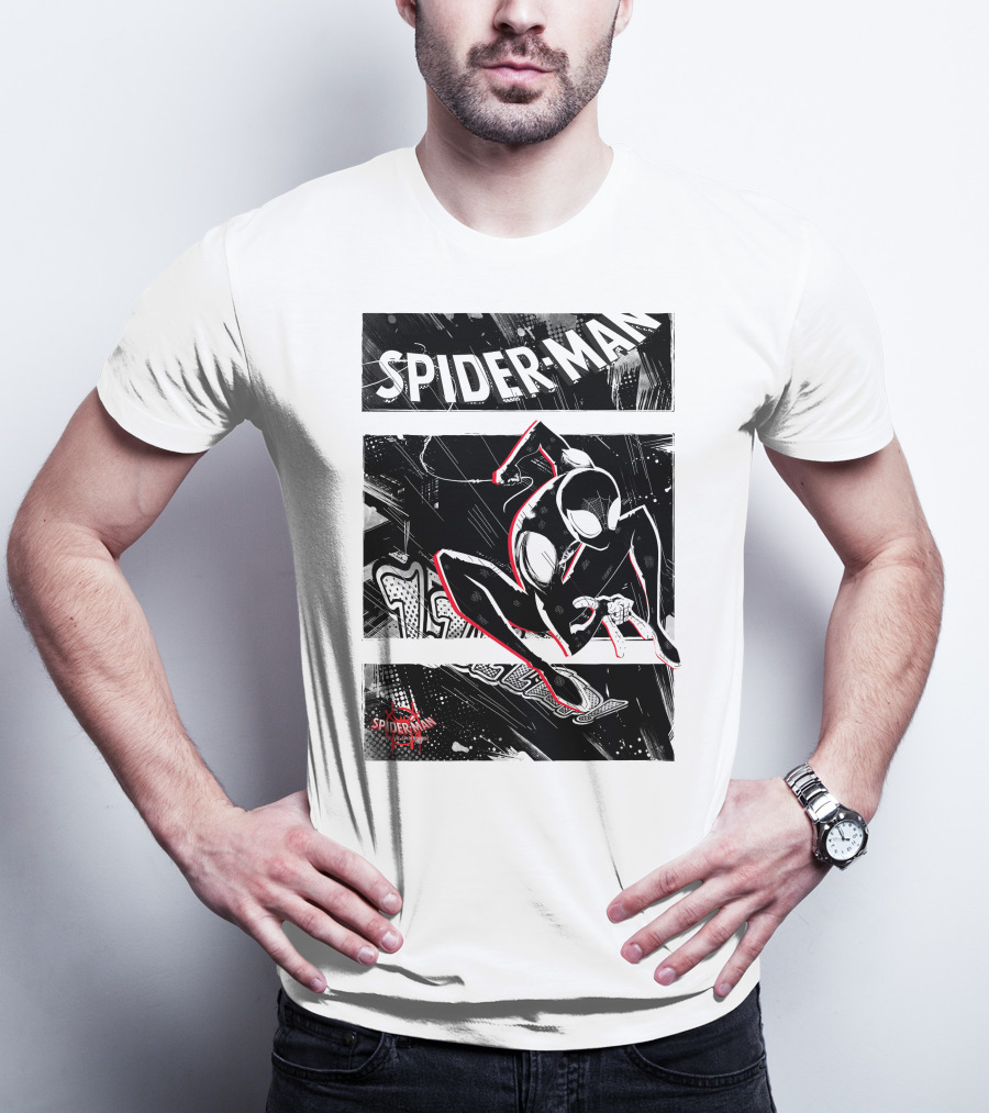 Spider-Man Marvel Spiderverse Comic Graphic Action Panels T-Shirt