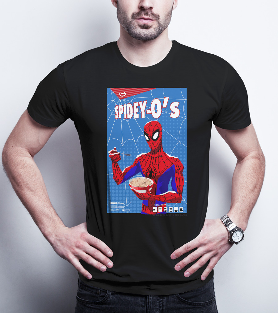 Marvel Spider-Man Spiderverse Spidey-Os Cereal Box Breakfast Comics T-Shirt