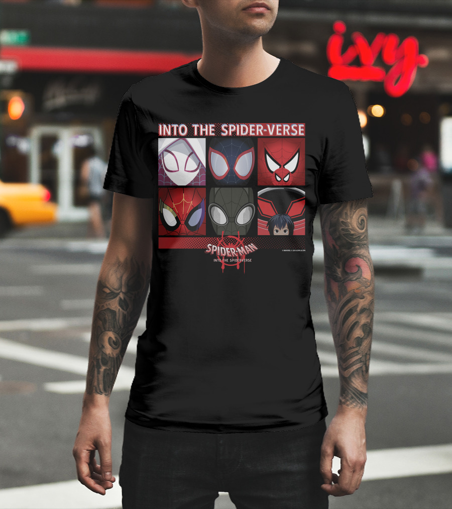 Marvel Spider-Man Into The Spider-Verse Square Group T-Shirt