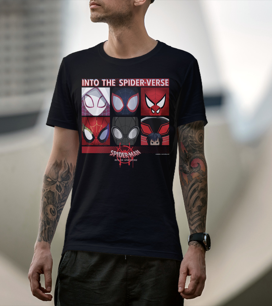 Marvel Spider-Man Into The Spider-Verse Square Group T-Shirt