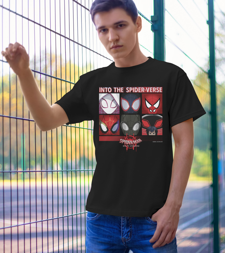 Marvel Spider-Man Into The Spider-Verse Square Group T-Shirt