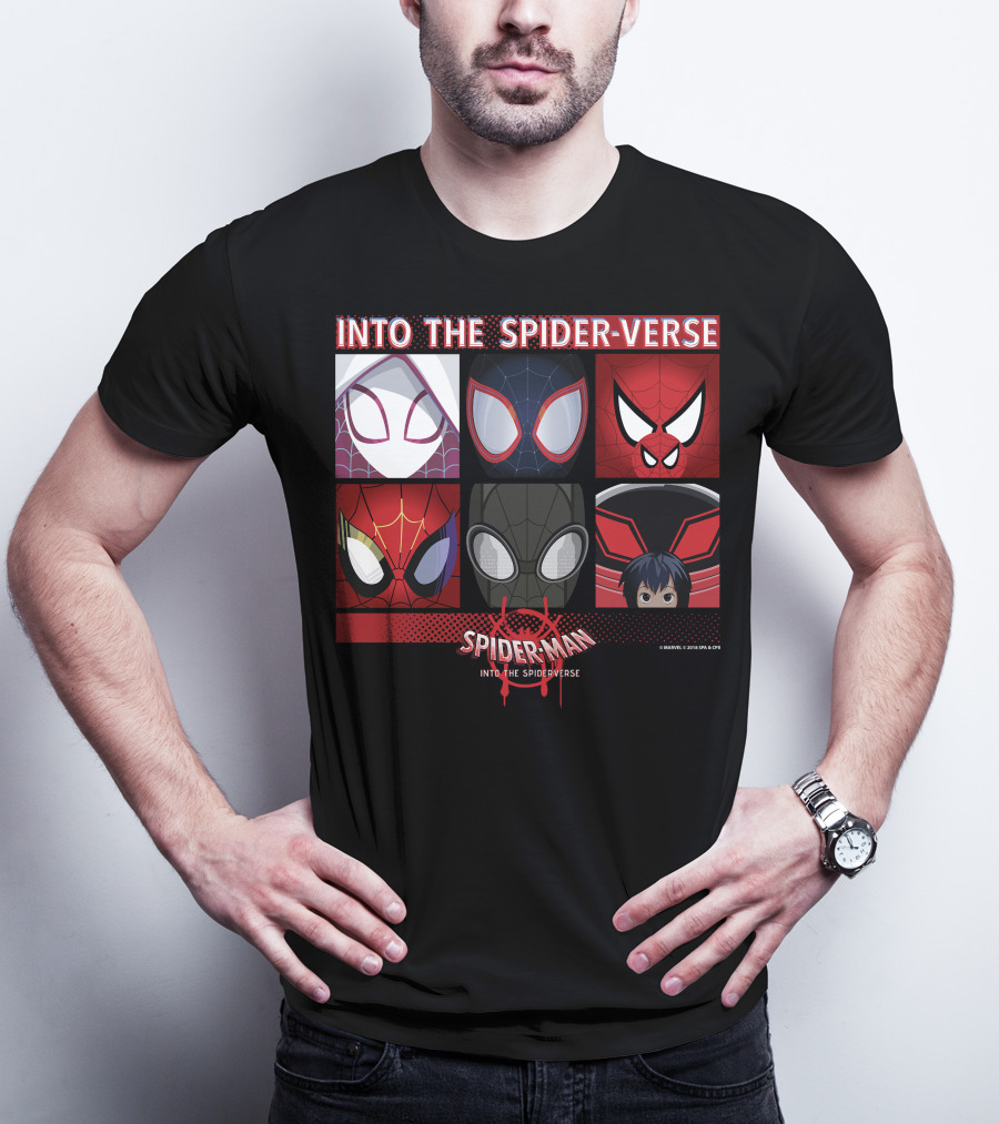 Marvel Spider-Man Into The Spider-Verse Square Group T-Shirt