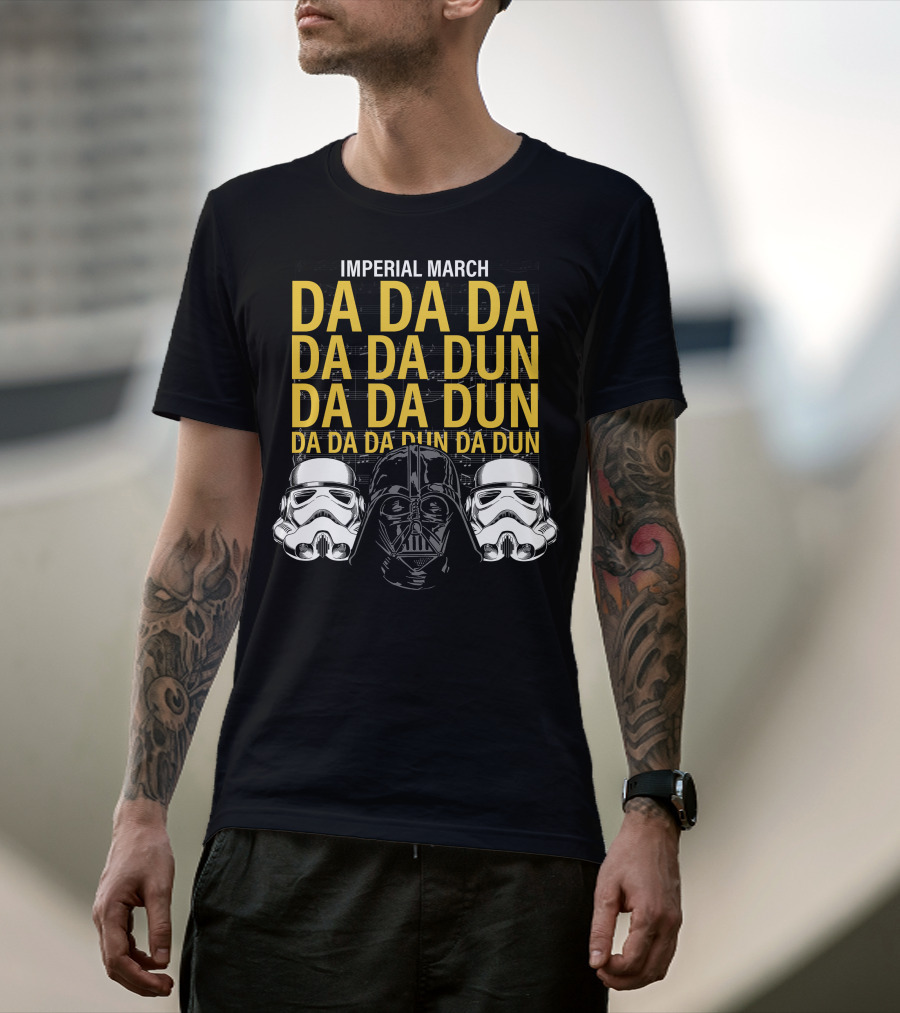 Star Wars Darth Vader Imperial March Da Da Da Stormtrooper Helmets T-Shirt