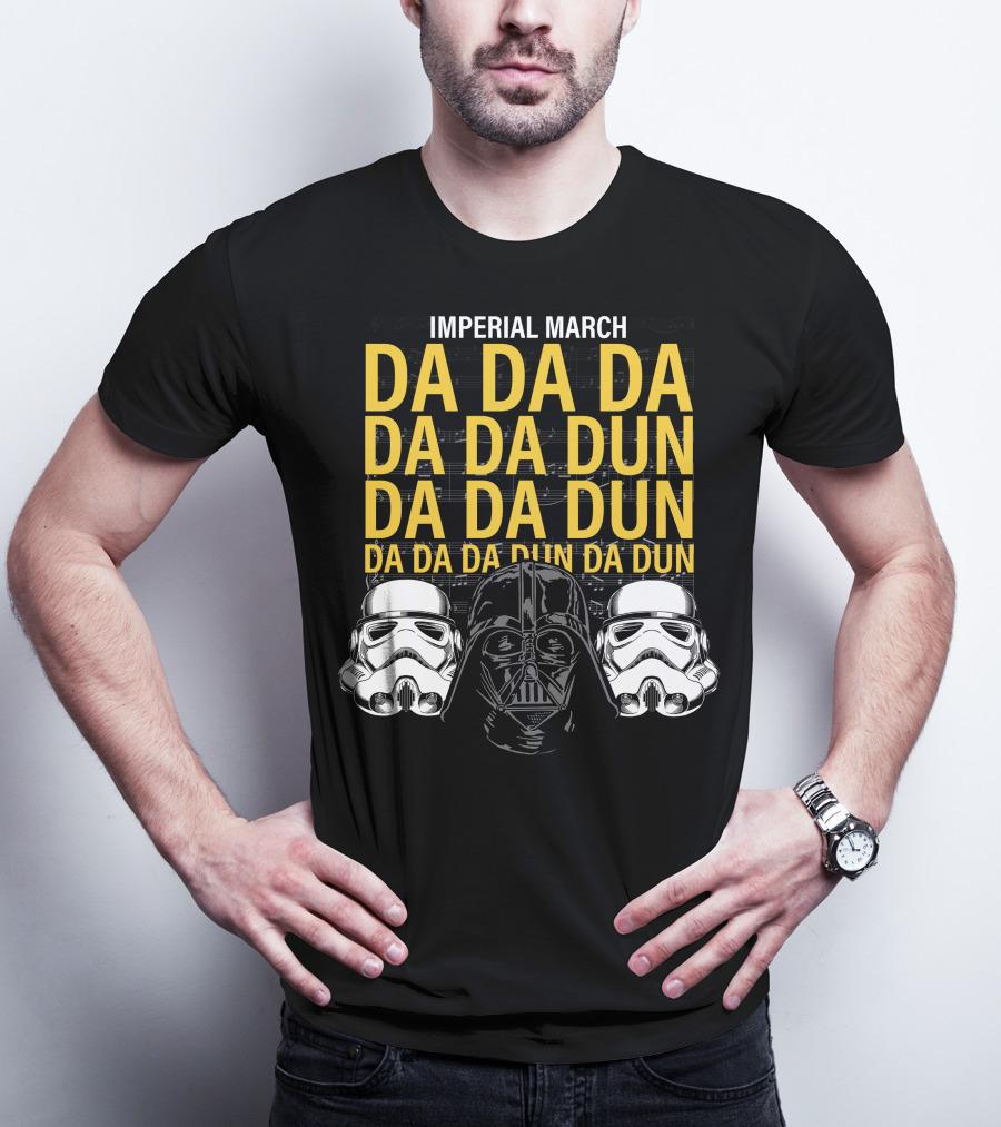 Star Wars Darth Vader Imperial March Da Da Da Stormtrooper Helmets T-Shirt