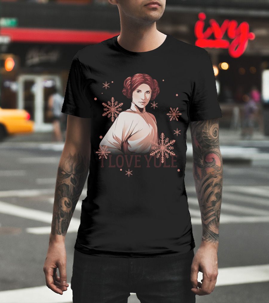 Star Wars Leia I Love Yule Christmas Snowflake Iconic Princess T-Shirt