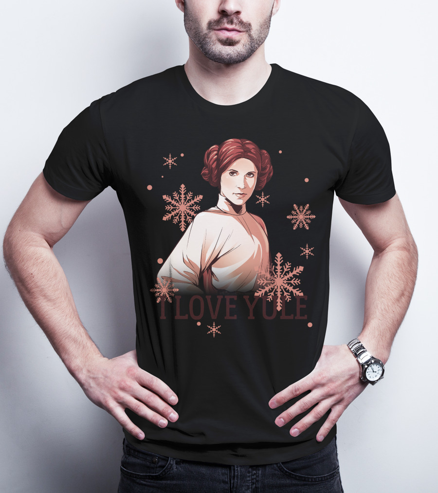 Star Wars Leia I Love Yule Christmas Snowflake Iconic Princess T-Shirt