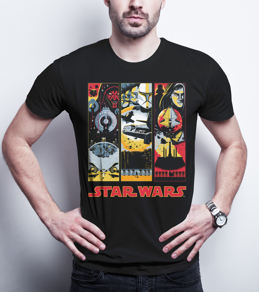 Star Wars Darth Maul Clone Trooper Anakin Panels T-Shirt