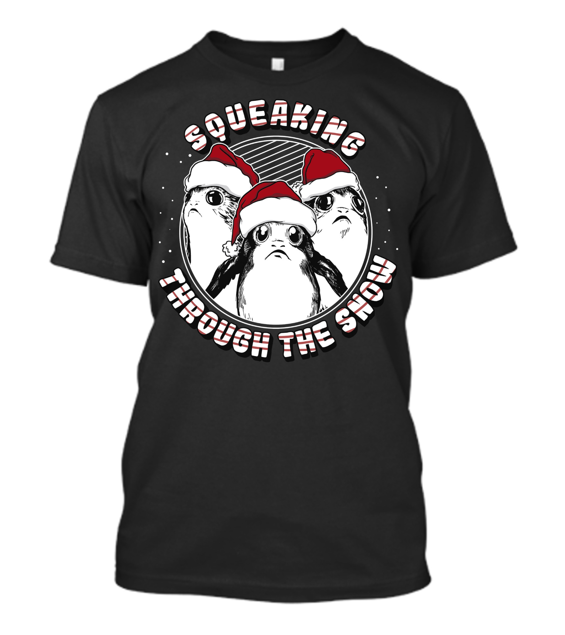 Squeaking Through The Snow Star Wars Porg Santa Hat T-Shirt