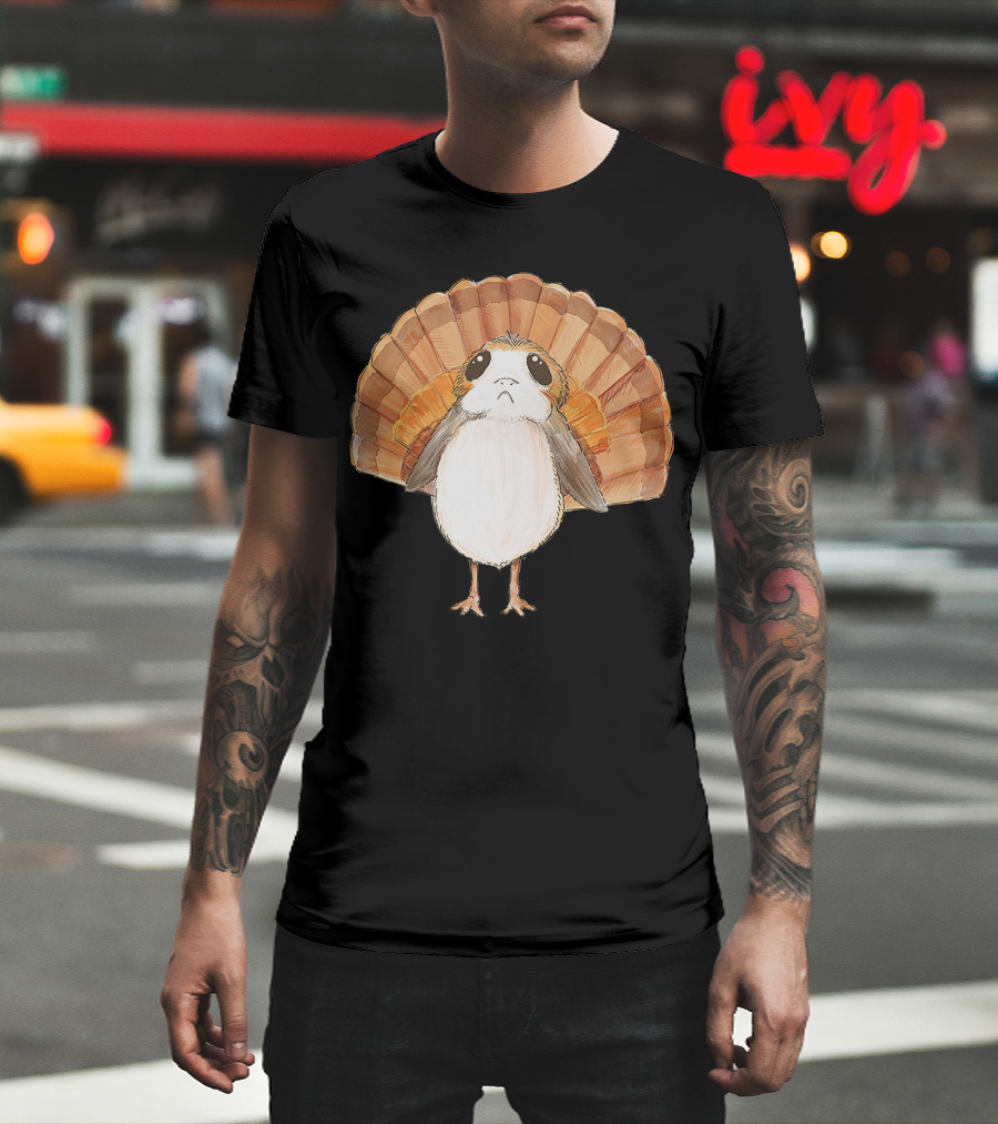Star Wars Porg Turkey Thanksgiving Feathers T-Shirt