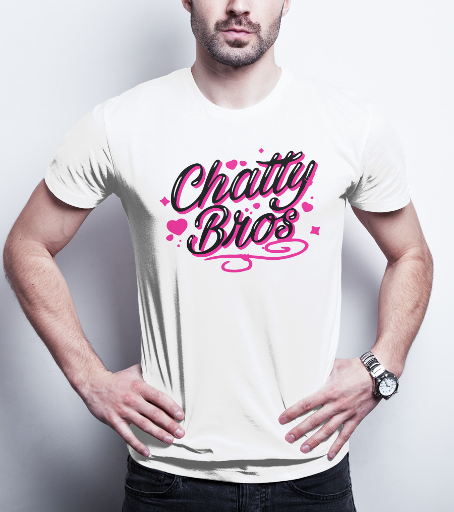 Chatty Bros Merch Heart Stars Motif Airbrush Bros T-Shirt