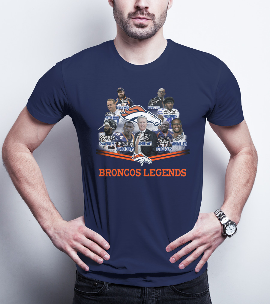 Peyton Manning John Elway Terrell Davis Shannon Sharpe Broncos NFL Legends Floyd Little Steve Atwater Champ Bailey Von Miller Rod Smith T-Shirt
